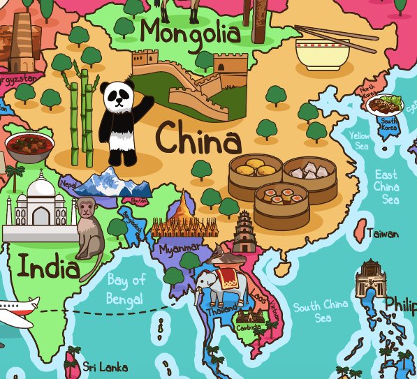 Mapa De Asia En Caricatura Imágenes De Mapa Mundi Cartoon Descarga